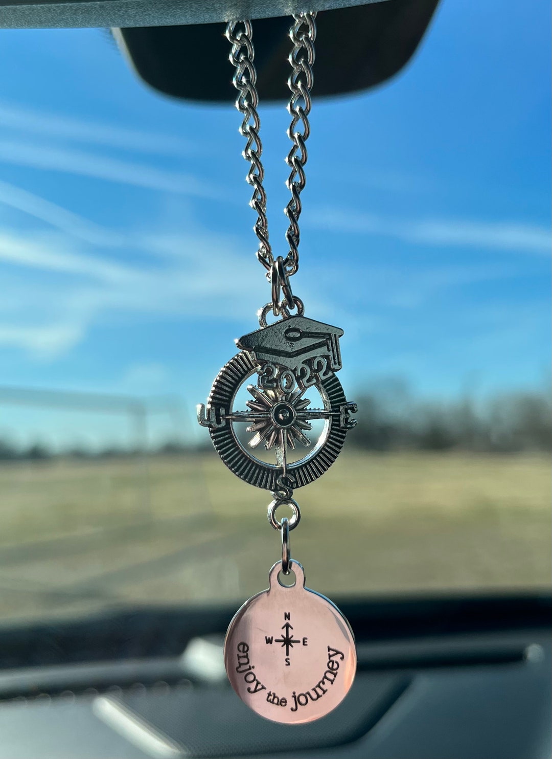 Compass Graduation Gift, Enjoy the Journey, Rear View Mirror Car Charm ...