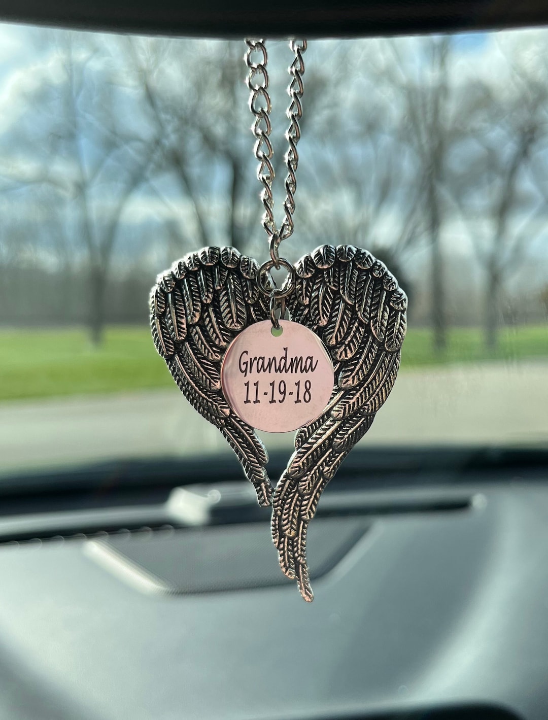 Custom Message Angel Wings Car Charm, Angel Wings Mirror Hanging Car ...