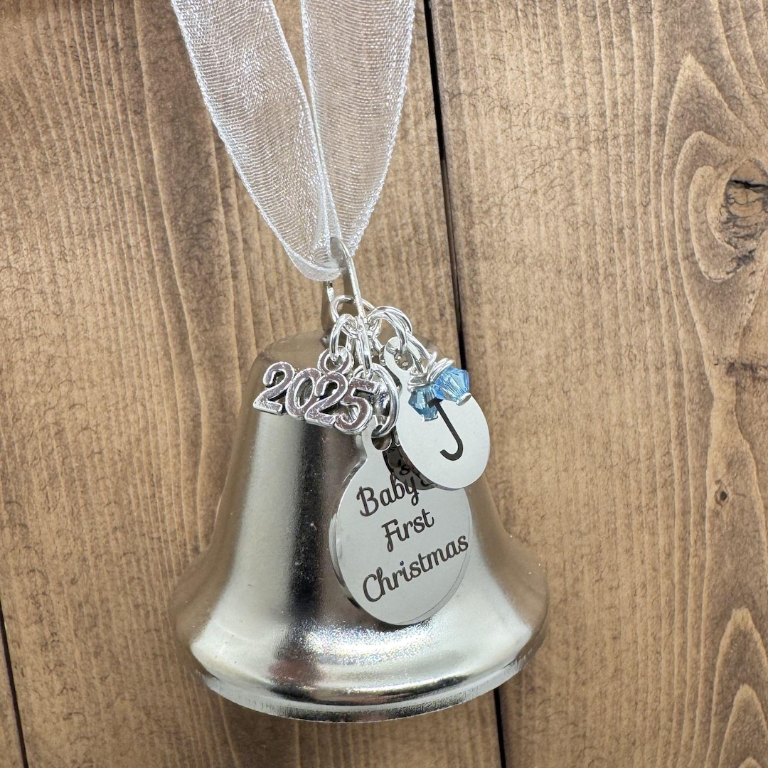 Custom Baby's First Christmas Bell Ornament, Baby Keepsake Holiday ...