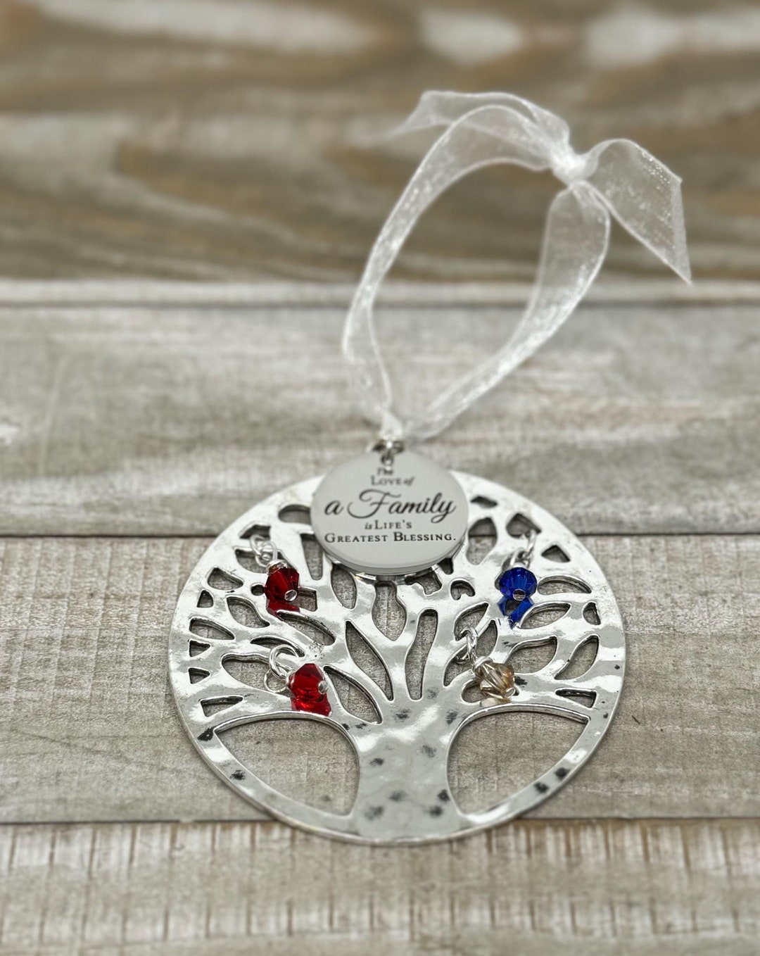 Personalized Birthstone Family Tree Ornament: Engraved Family Blessing ...