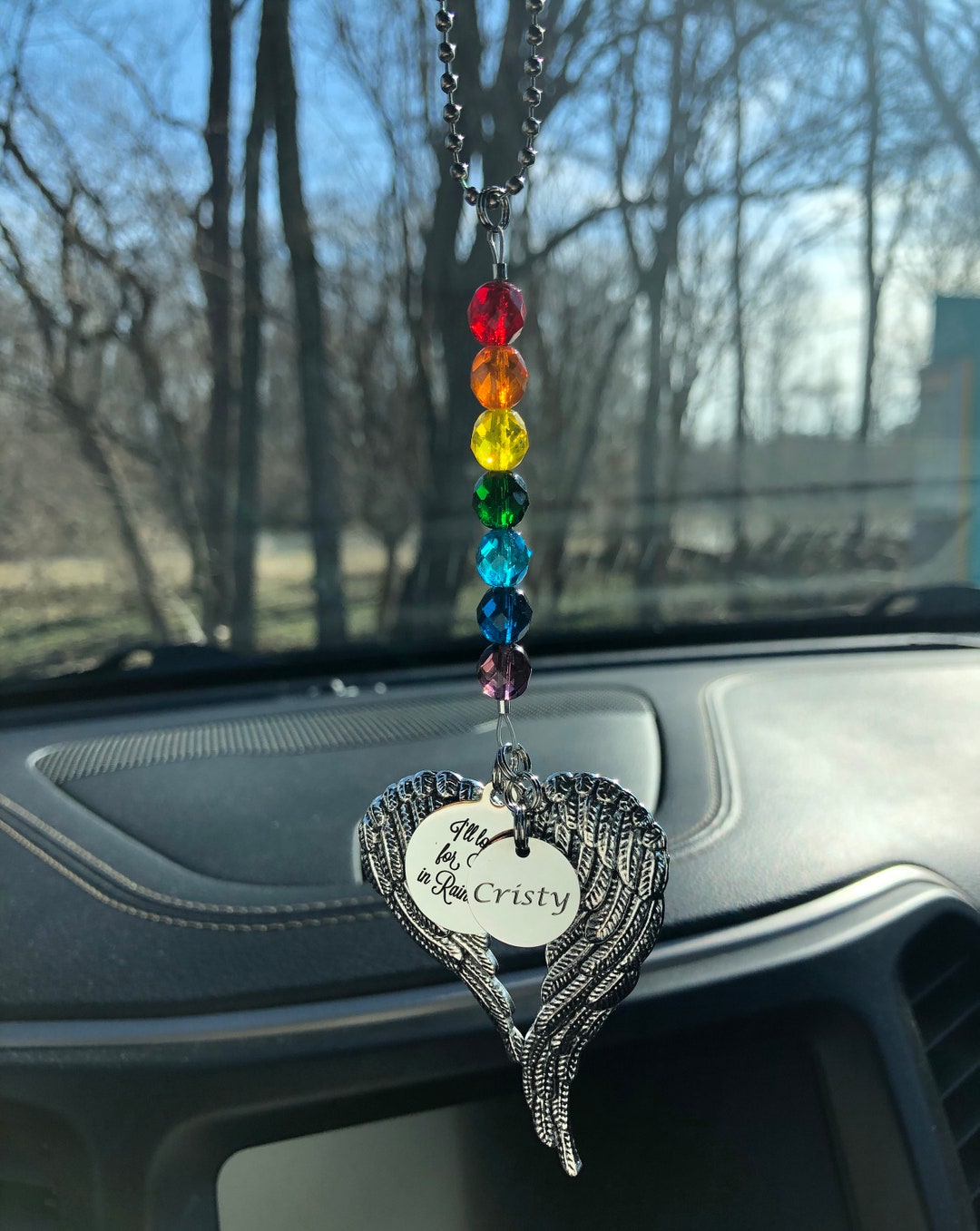 Personalized Rainbow Memorial Car Charm "i'll Look for You in Rainbows ...