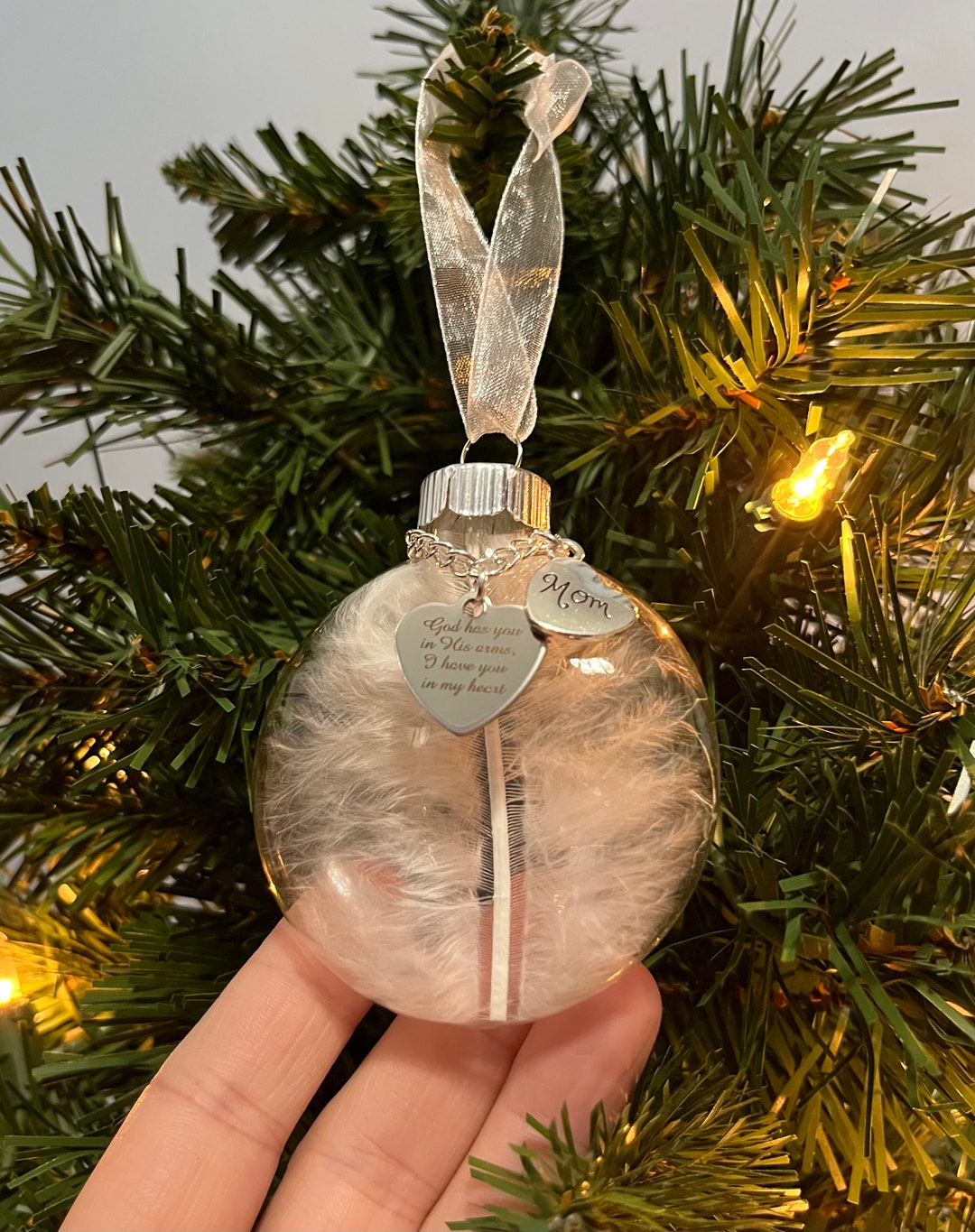 Custom Memorial Glass Ornament 2.6", "god Has You in His Arms I Have ...