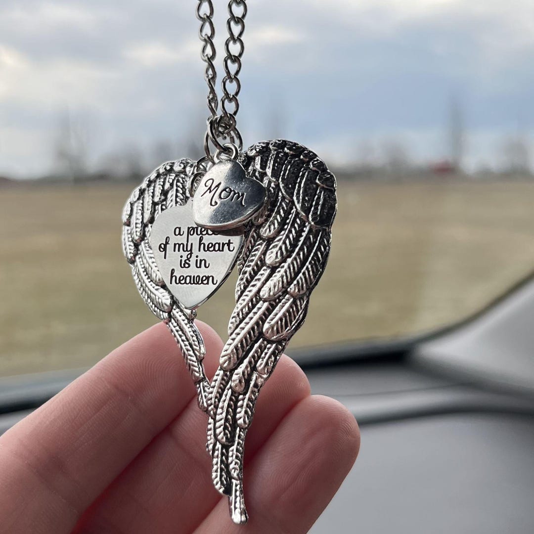 Memorial Gift, Angel Wings Rear View Mirror Car Charm A Piece of My ...