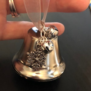 Christmas Snowflake Charm Jingle Bells Silver Bell Ornament - Etsy