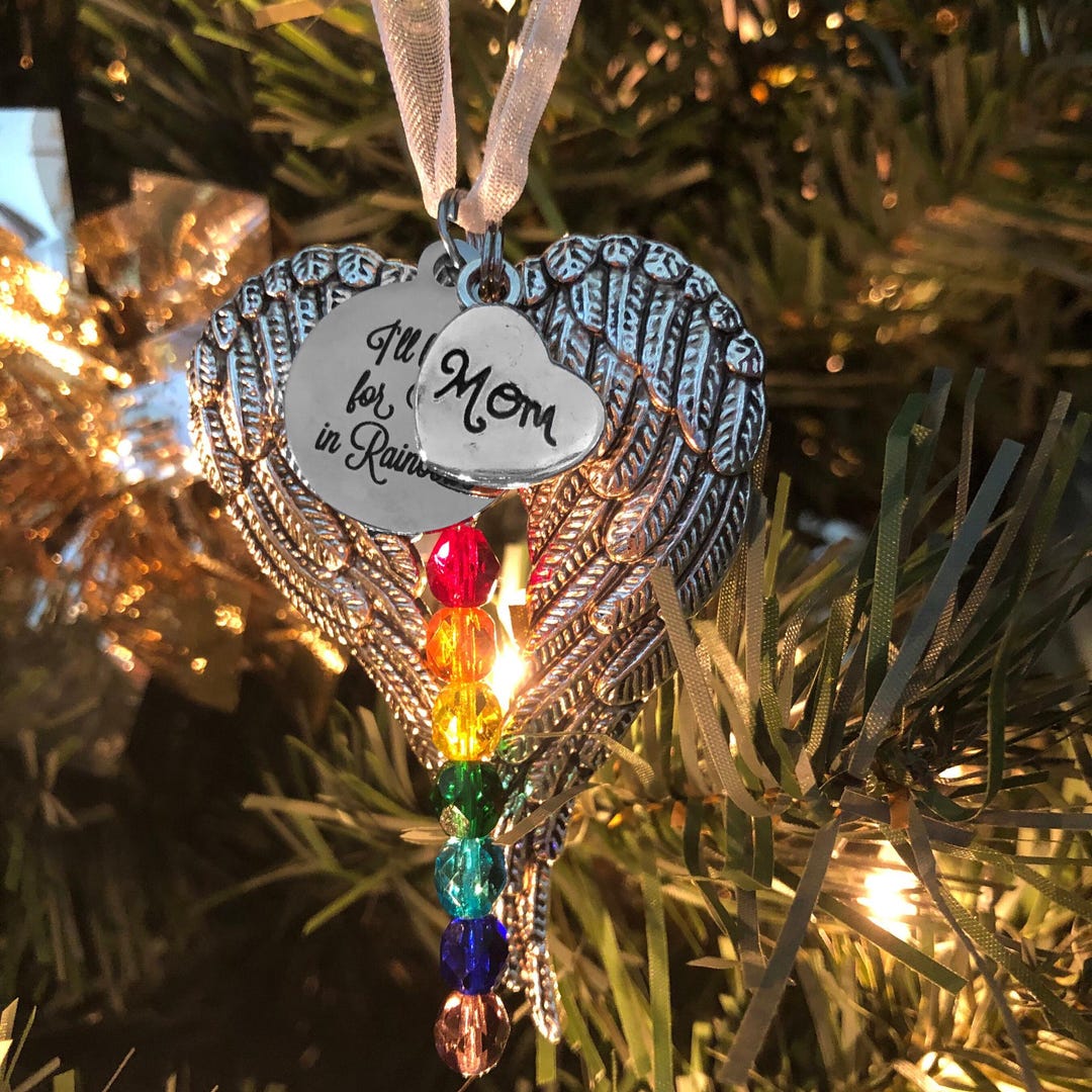 Rainbow Memorial Ornament | “i’ll Look for You in Rainbows” Angel Wing ...