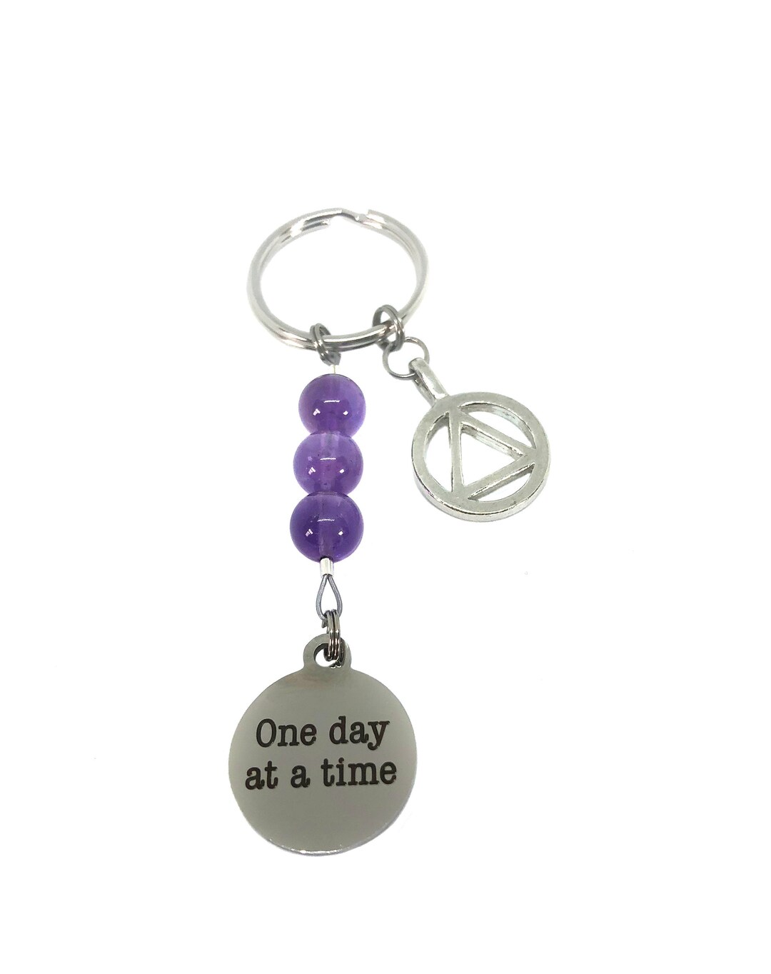 AA Alcoholic Anonymous Unity Symbol Charm Andone Day at a Time Amethyst ...