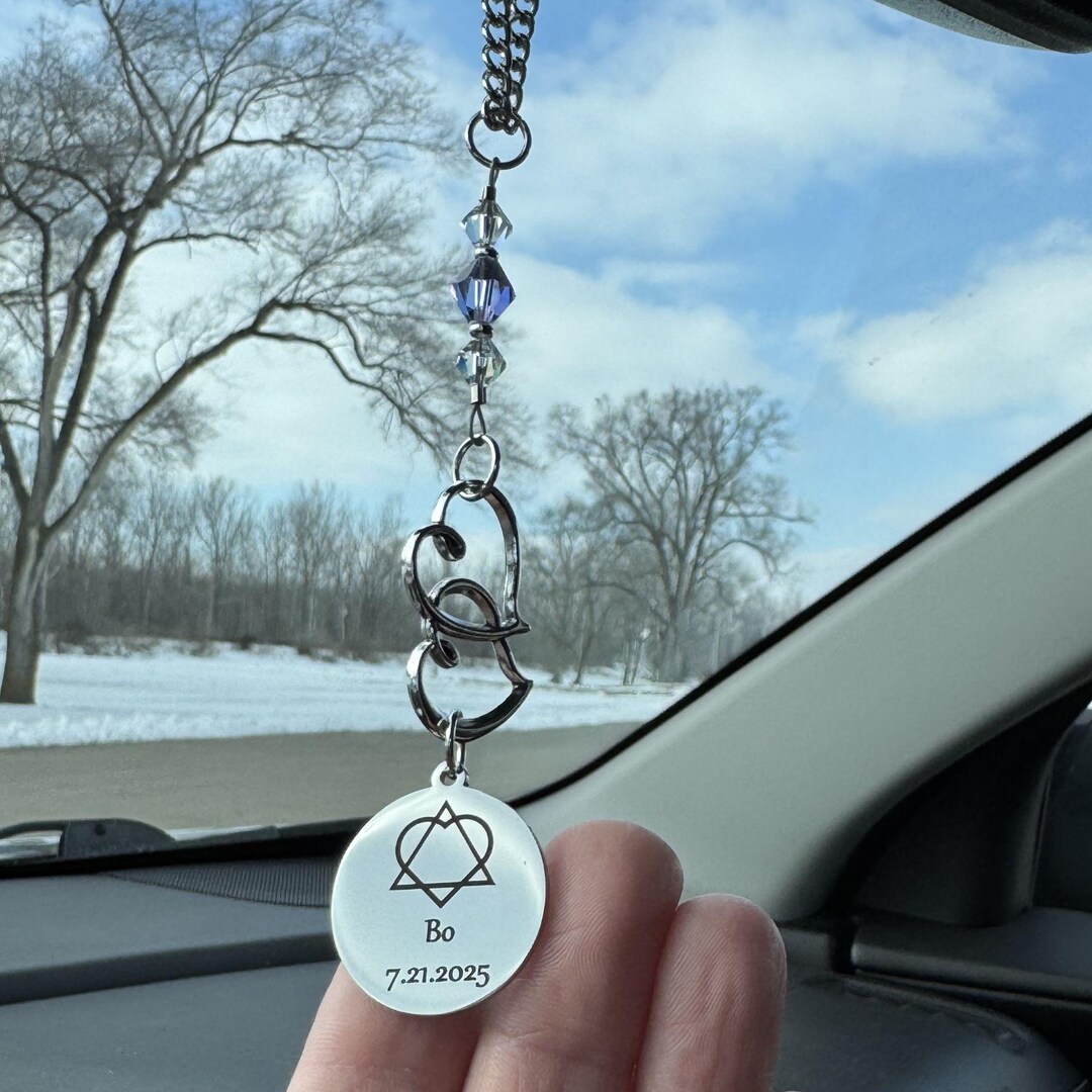 Adoption Symbol Gift, Name Date Birthstone Crystal Suncatcher Rear View ...