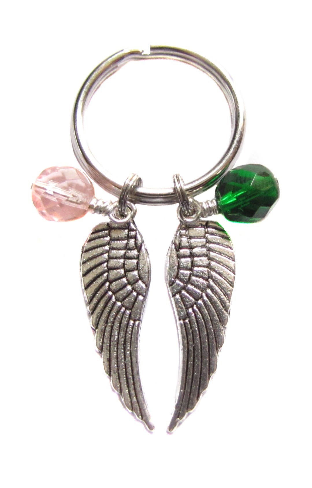 Archangels Ariel and Raphael Angel Wing Charms Pink and Green Czech ...