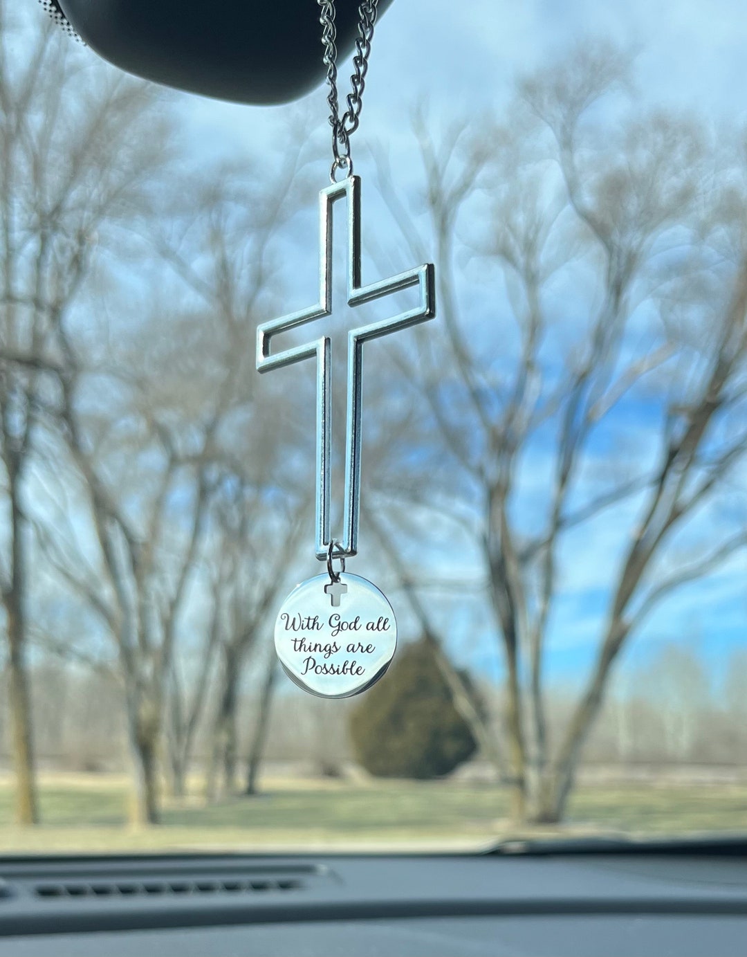 Silver Cross with God All Things Are Possible - Etsy