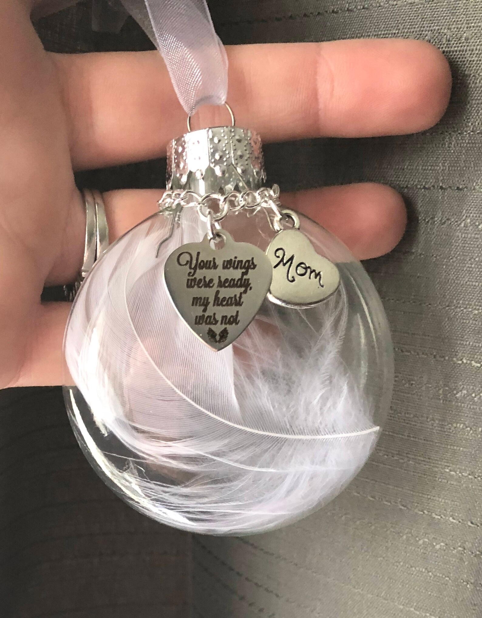 Custom Memorial Glass Ornament 2.6, your Wings Were Ready, My Heart Was ...