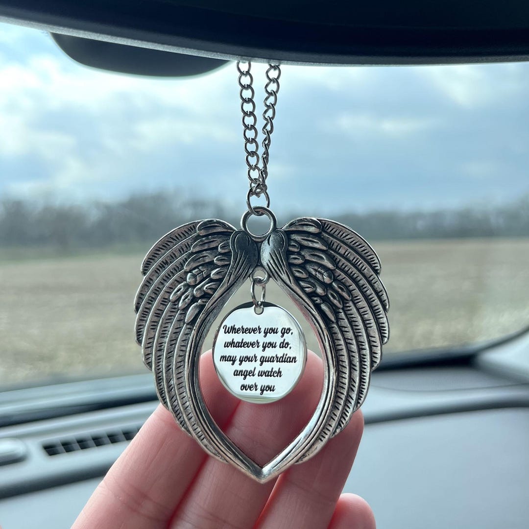 Angel Wings Car Charm, "wherever You Go May Your Guardian Angel Watch ...