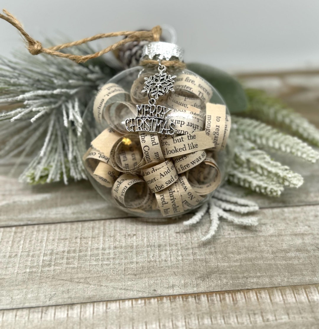 Christmas Book Page Ornament, Merry Christmas, Snowflake Christmas Tree ...