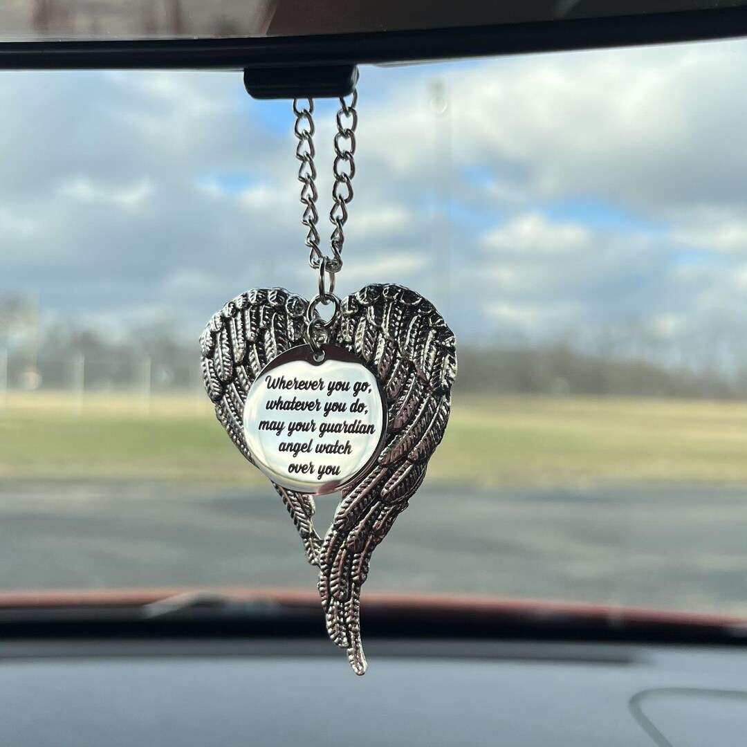 Guardian Angel Rearview Mirror Car Charm, Wherever You Go Whatever You ...