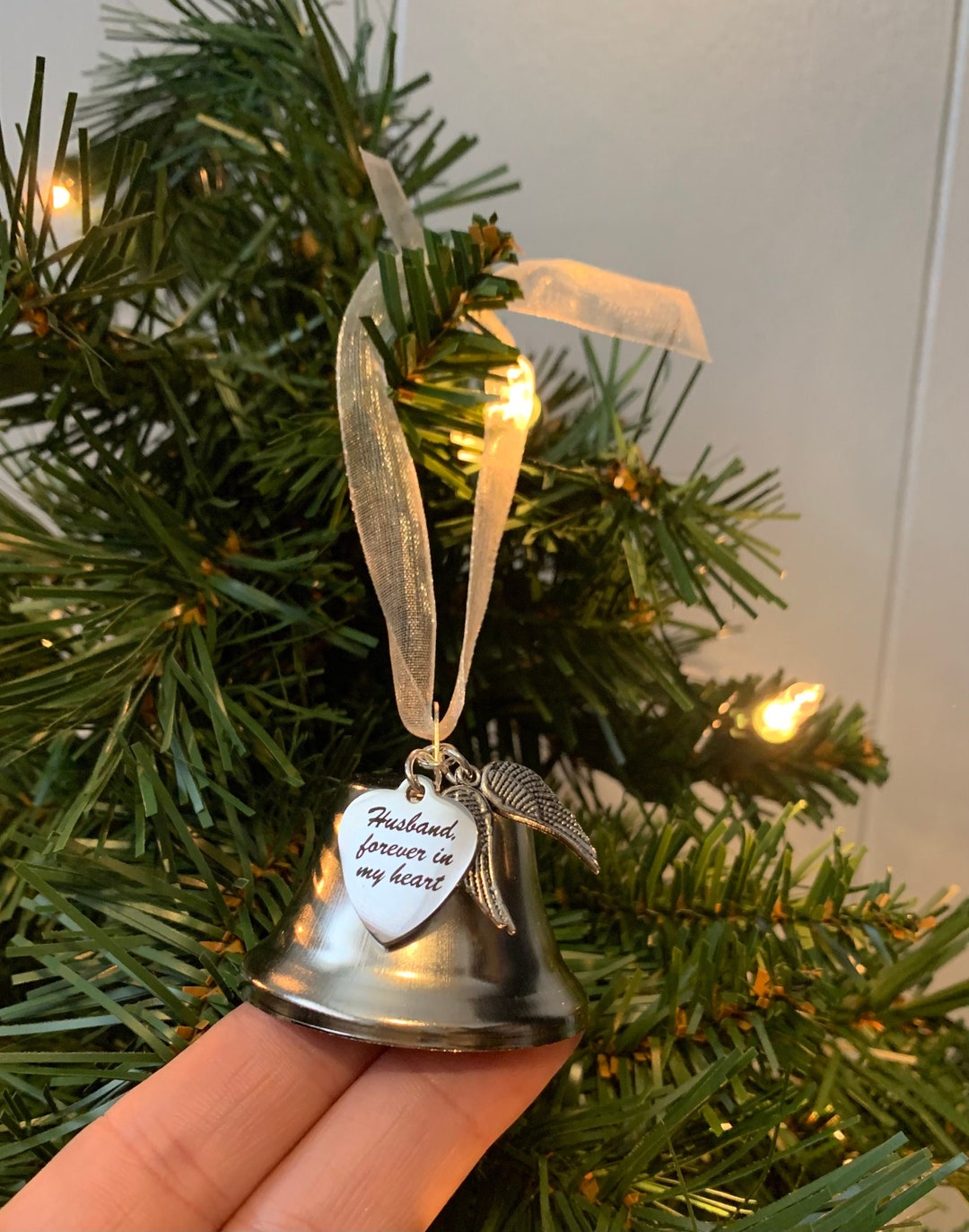 Memorial Bell, Christmas Holiday Ornament, husband Forever in My Heart ...