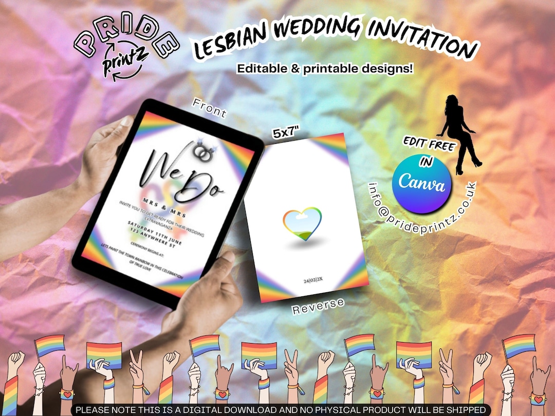 Lesbian Wedding Invitation, Same Sex Wedding Invite, LGBTQ+ Invite ...