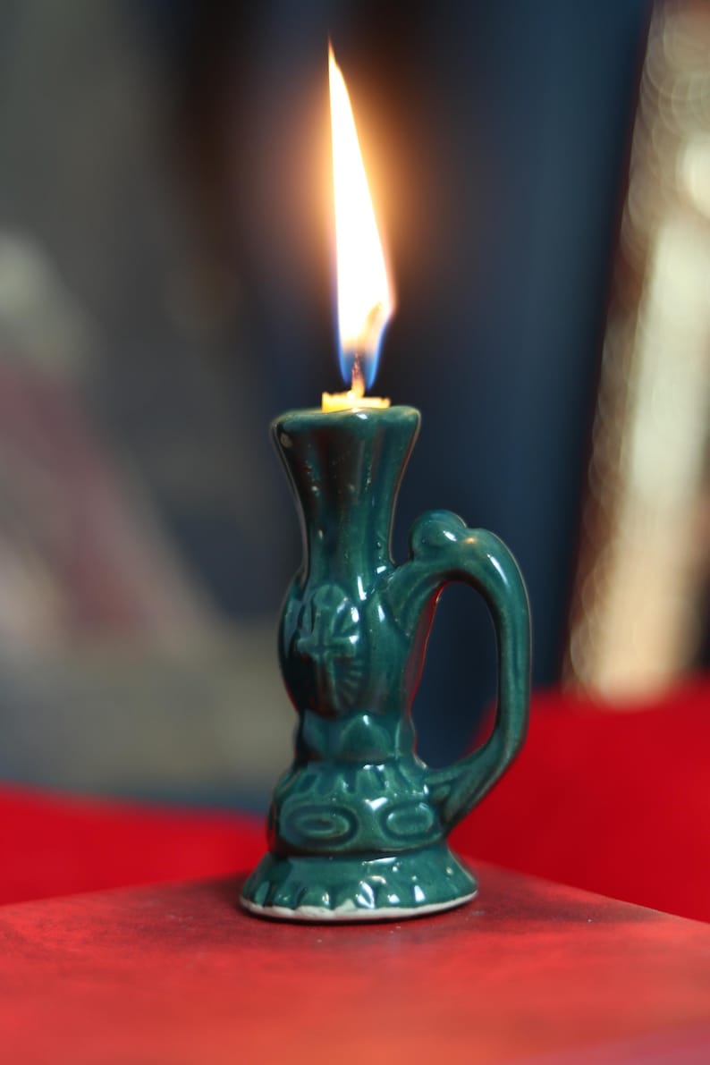 Orthodox Ceramic Candle Holder – Green Glazed 7cm Prayer Corner ...