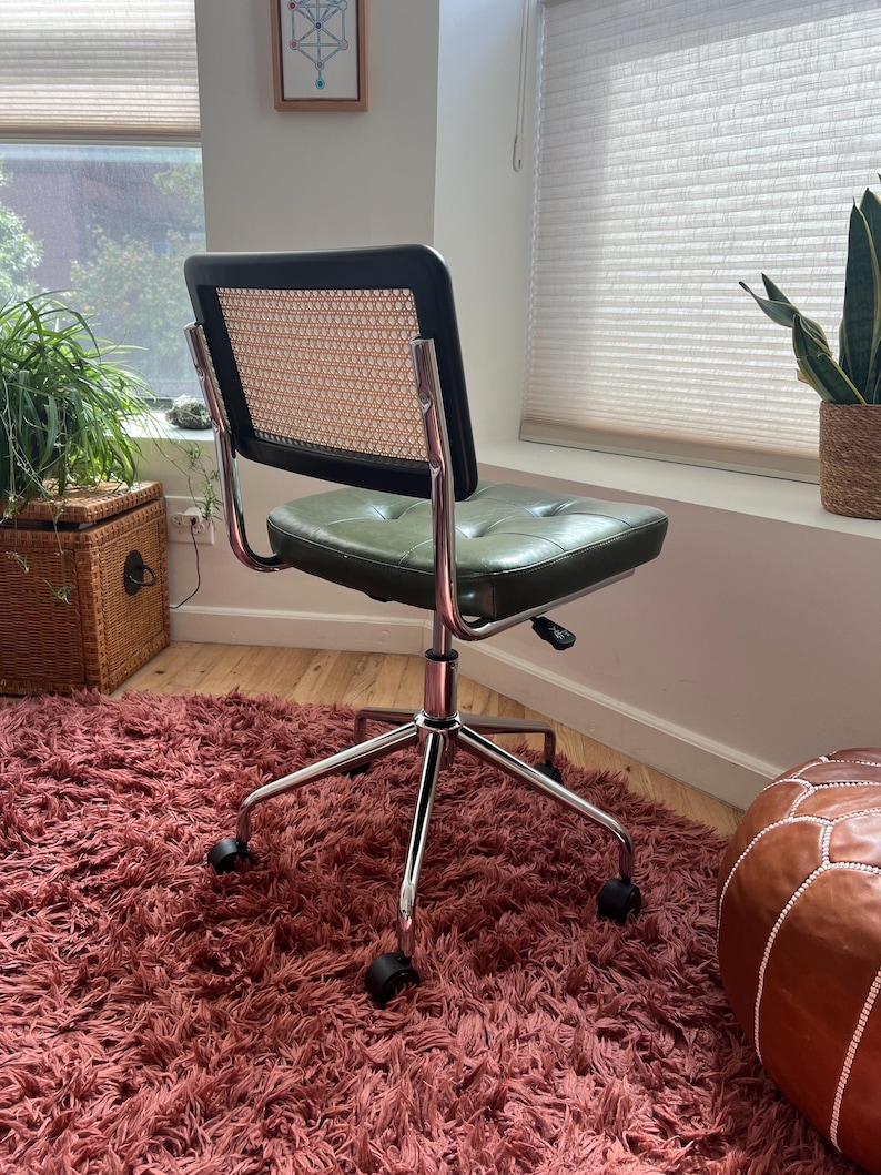 Office Desk Chair Mid Century Modern MCM Rattan / Wood - Etsy