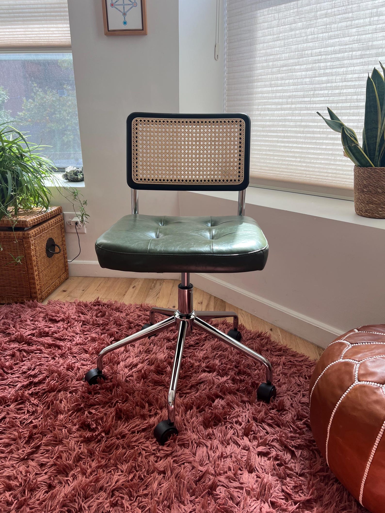 Office Desk Chair Mid Century Modern MCM Rattan / Wood - Etsy