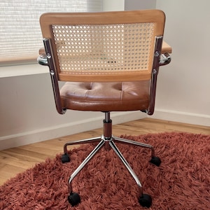 Office Desk Chair Mid Century Modern MCM With Rattan / Wood - Etsy