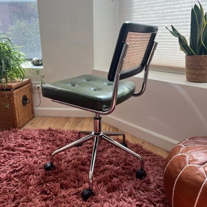 Office Desk Chair Mid Century Modern MCM Rattan / Wood - Etsy