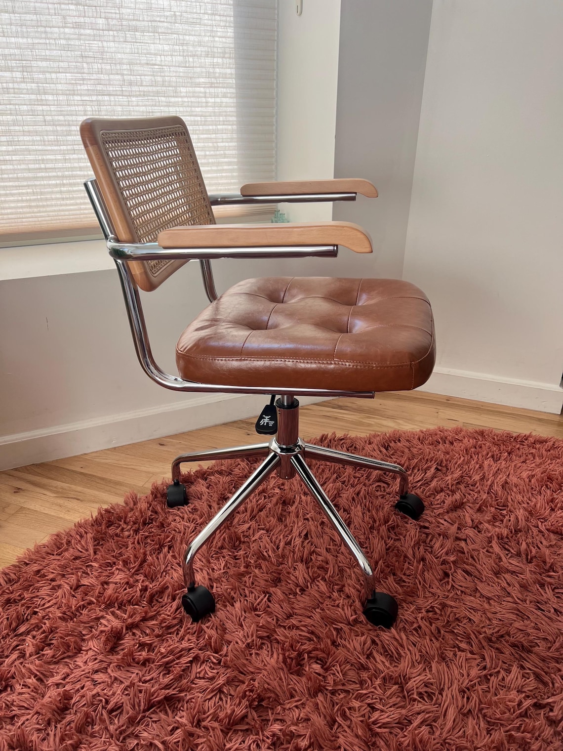 Office Desk Chair Mid Century Modern MCM With Rattan / Wood - Etsy