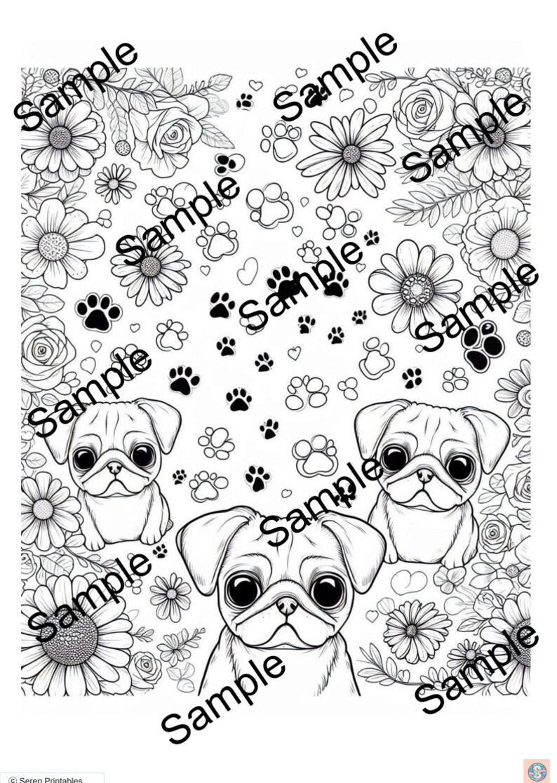 Pug-themed Mindfulness Coloring Pages - Downloadable & Printable - Etsy