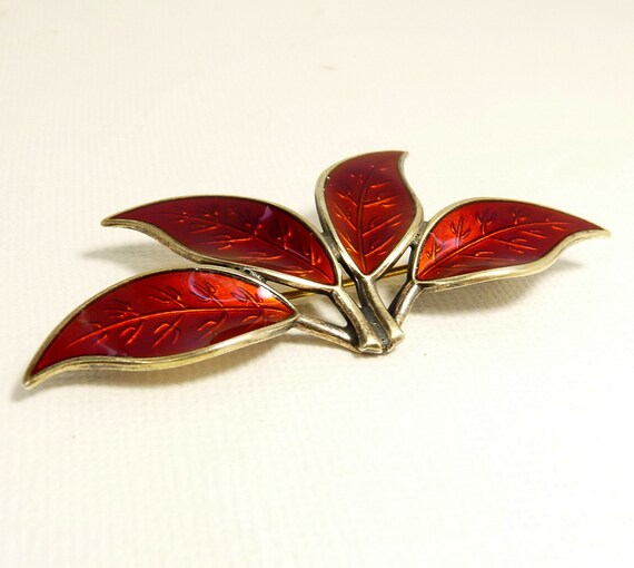 David Andersen Brooch Enamel Leaf Brooch Sterling Sil… - Gem