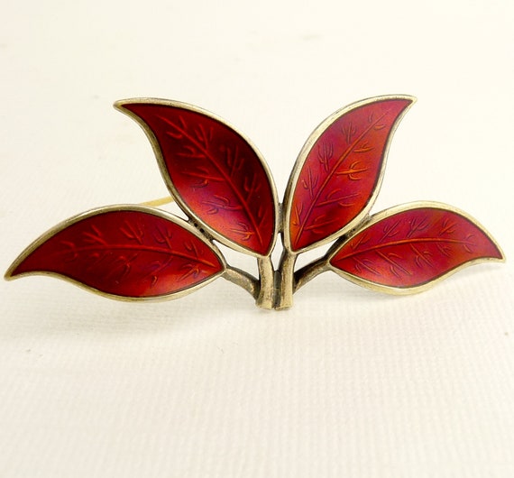David Andersen Brooch Enamel Leaf Brooch Sterling Sil… - Gem