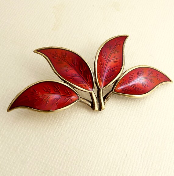 David Andersen Brooch Enamel Leaf Brooch Sterling Sil… - Gem