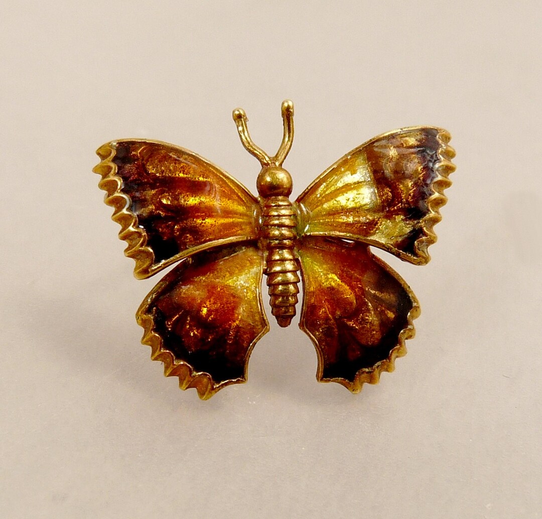 Italy 18K & Enamel Butterfly Brooch Pin Vintage Jewelry - Etsy