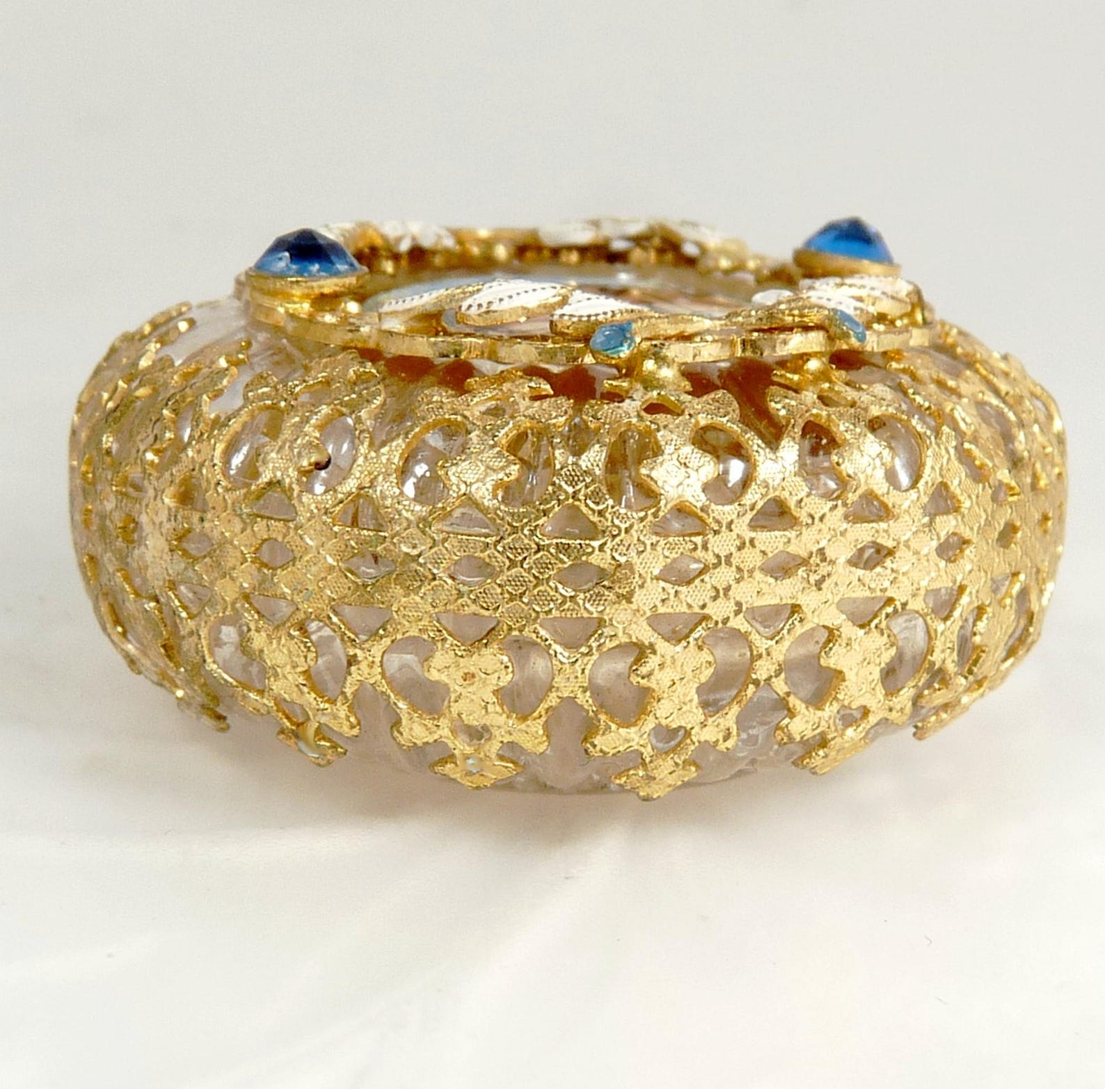 Vintage Egyptian Revival Perfume Bottle Rhinestone & Enamel Mini Scent ...