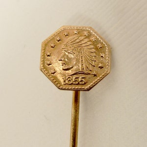 1855 California Gold Token Stick Pin Indian Head 14K 12 Stars Wreath - Etsy