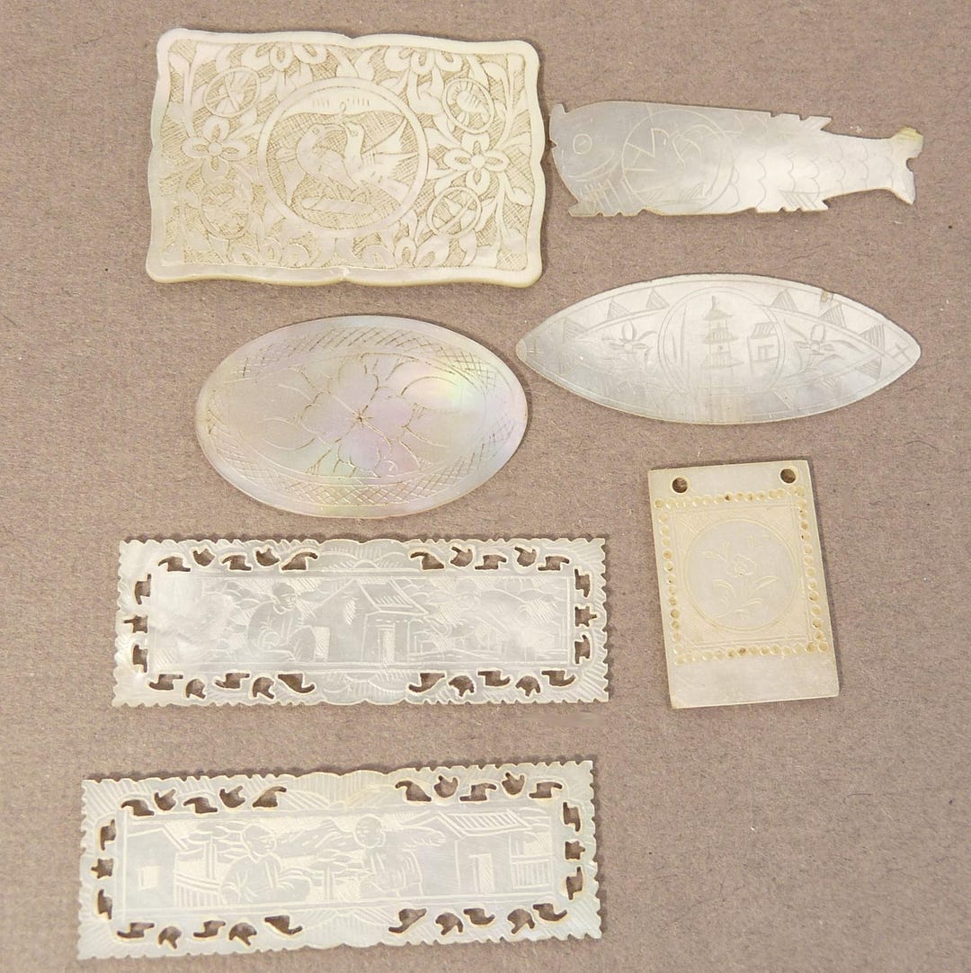 7 Antique Chinese Game Counters Tokens Carved Mother of Pearl - Etsy