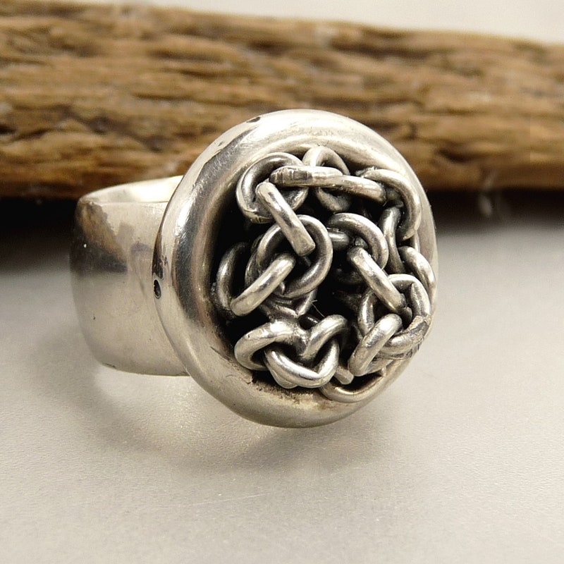 Silver Chain Ring - Etsy