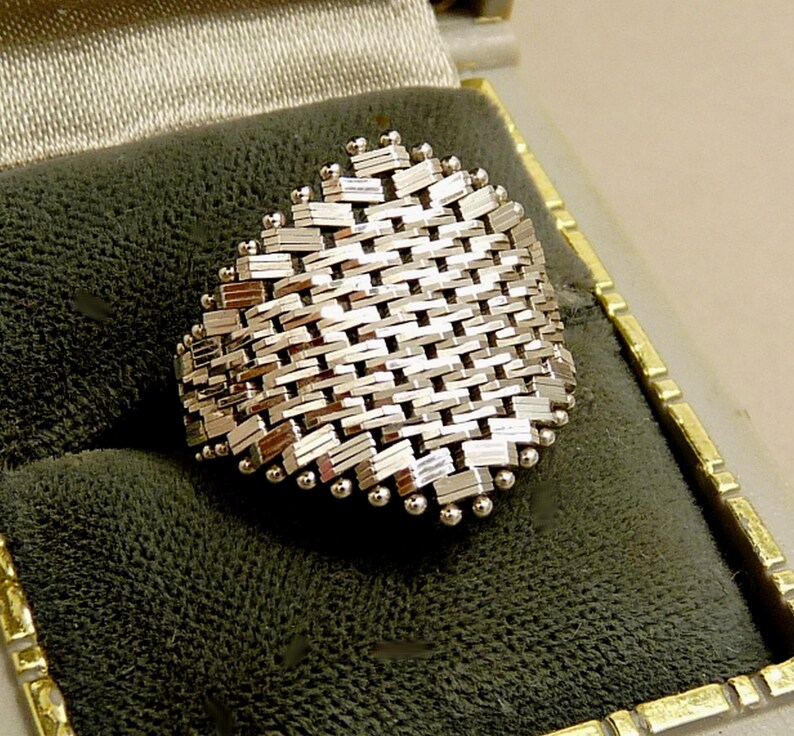 14K White Gold Ring Basketweave Design Vintage Jewelry - Etsy