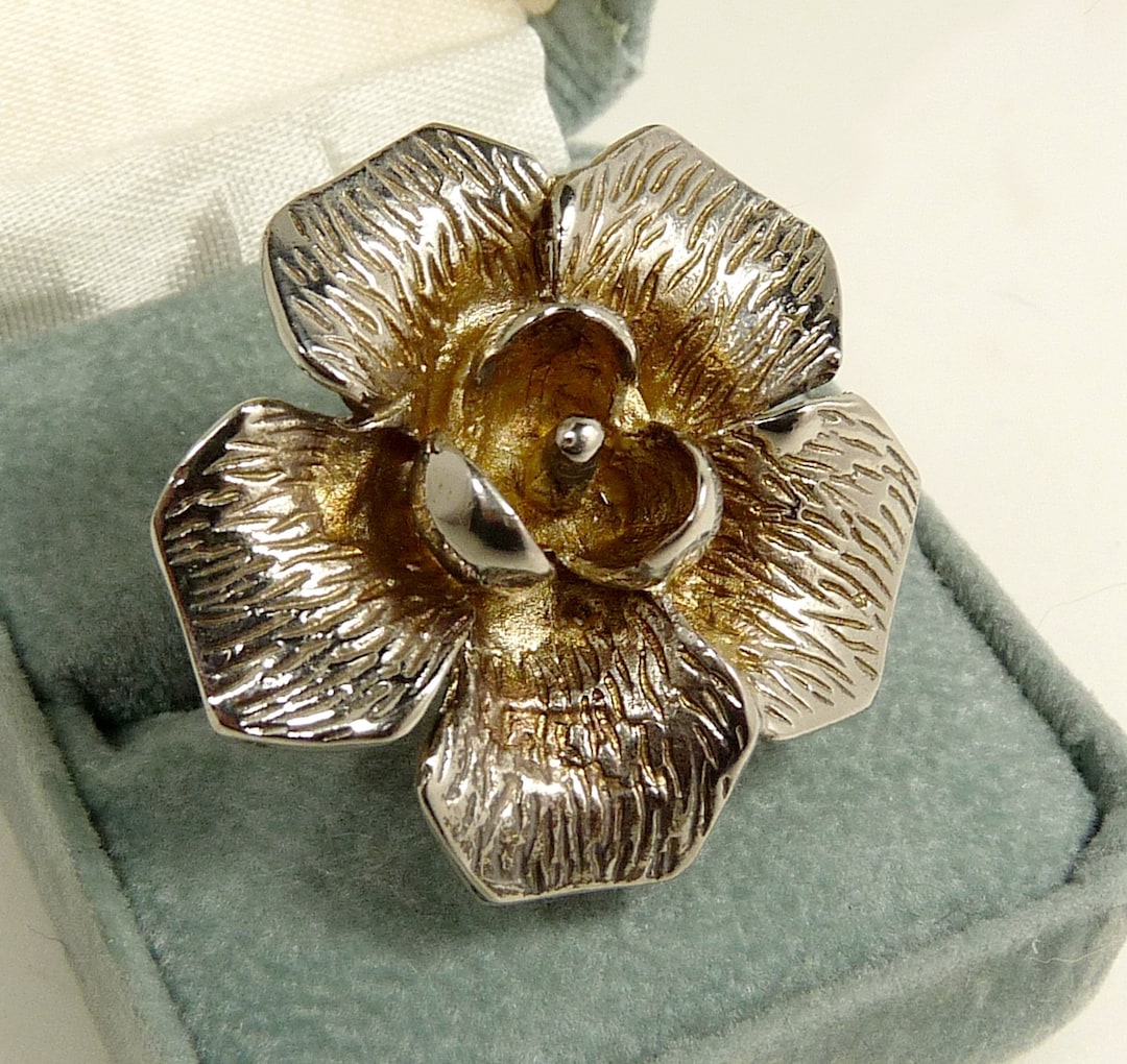 Sterling 925 Ring Hibiscus Flower Statement Jewelry - Etsy