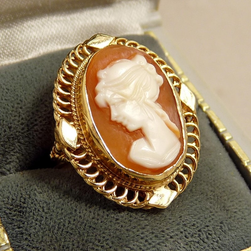 Carved Shell Ring - Etsy