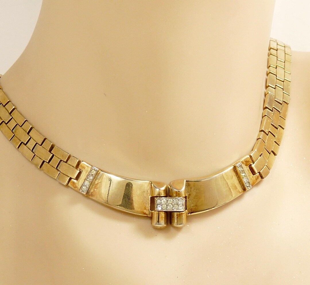 1940s Trifari Patent Pending Necklace Rhinestone Buckle Alfred Philippe ...