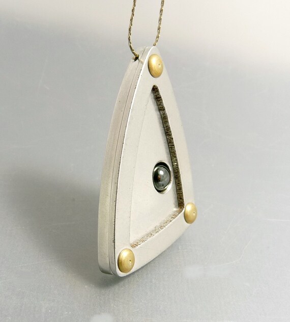 Modernist Kinetic Mixed Metal Pendant Necklace Salvag… - Gem