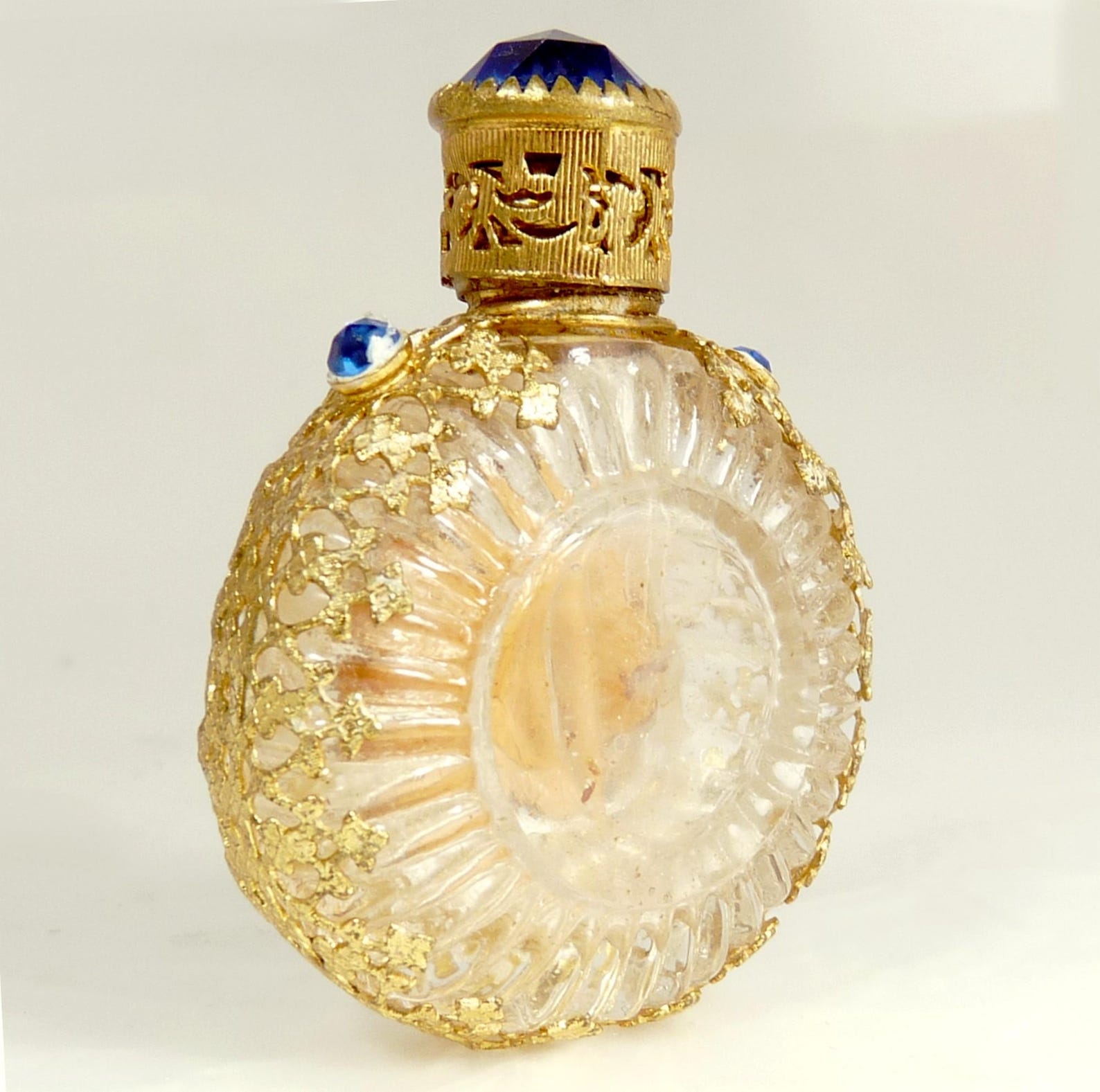 Vintage Egyptian Revival Perfume Bottle Rhinestone & Enamel Mini Scent ...