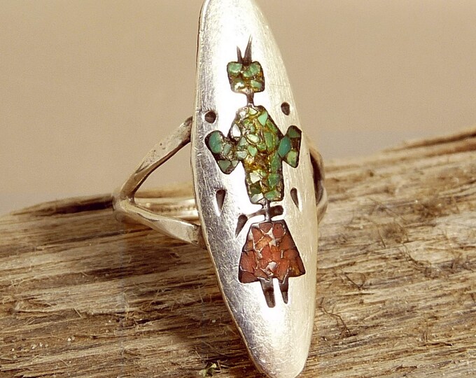 Vintage Hopi Kachina Doll Ring Sterling Silver Turquoise & - Etsy
