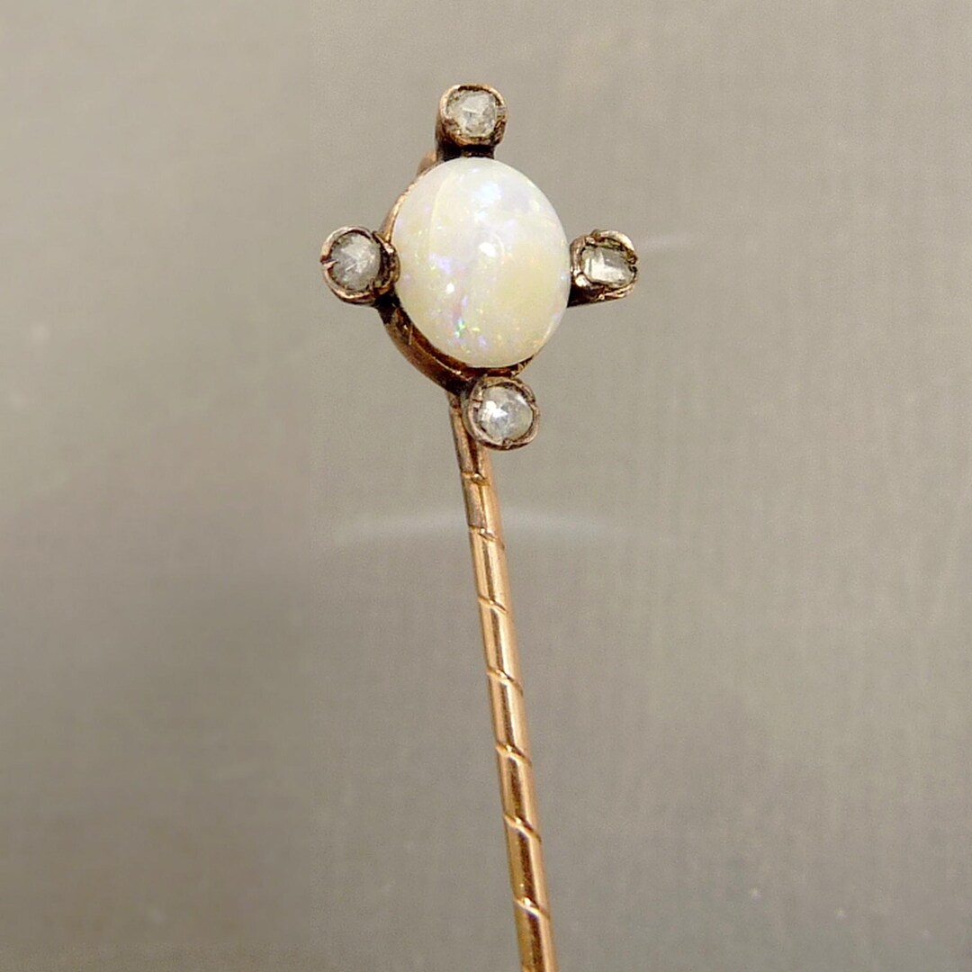 Antique 10K Rose Gold Opal & Paste Stone Stick Pin - Etsy