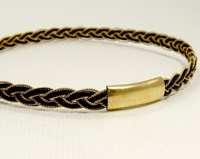 Antique Elephant Hair & Gold Braided Bangle Bracelet - Etsy