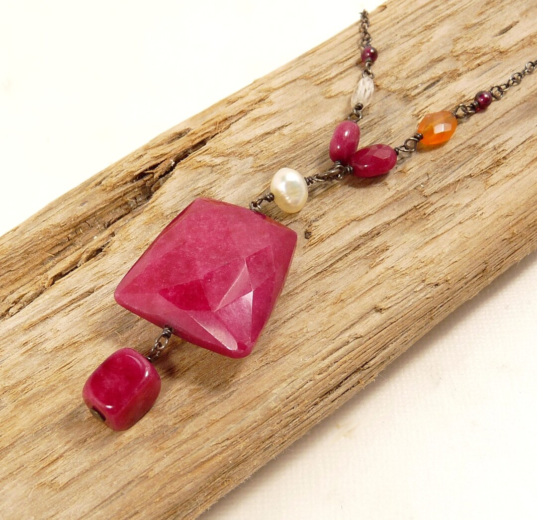 Silpada Necklace Ruby Jade & Pearl Pendant in Box - Etsy
