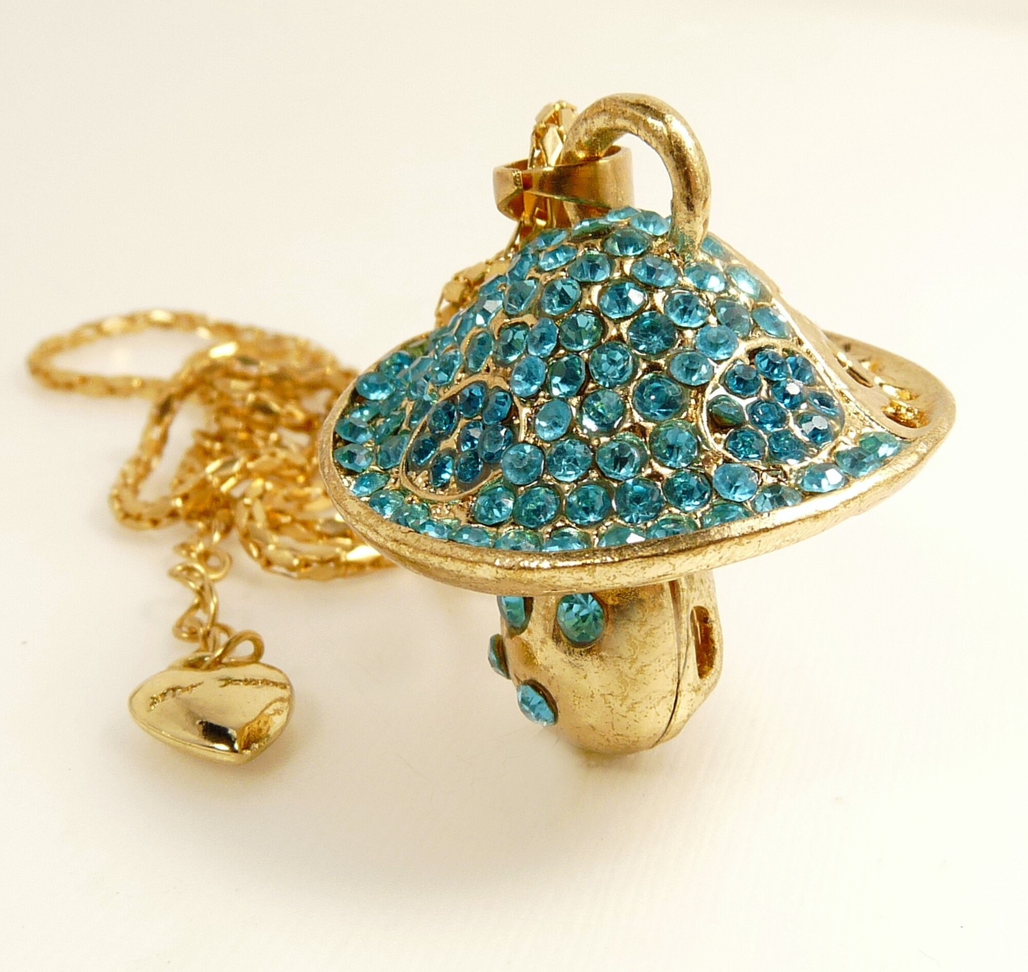 Betsy Johnson Jewelry Toadstool Pendant Necklace Blue Rhinestone ...