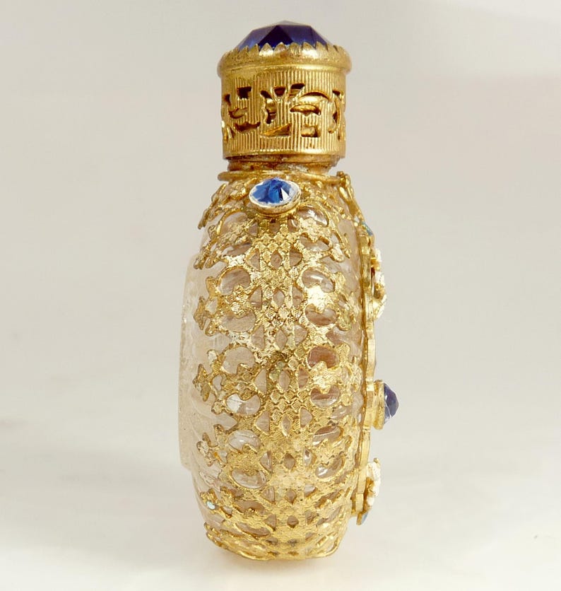 Vintage Egyptian Revival Perfume Bottle Rhinestone & Enamel Mini Scent ...
