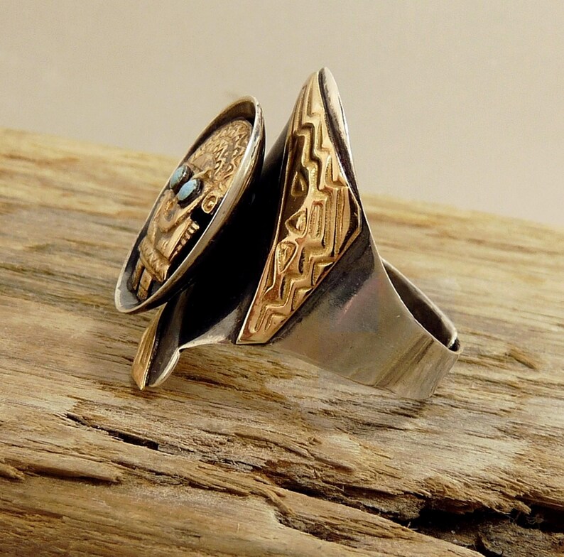 Peruvian Inca 18K Sterling 925, & Turquoise Ring Vintage Jewelry - Etsy