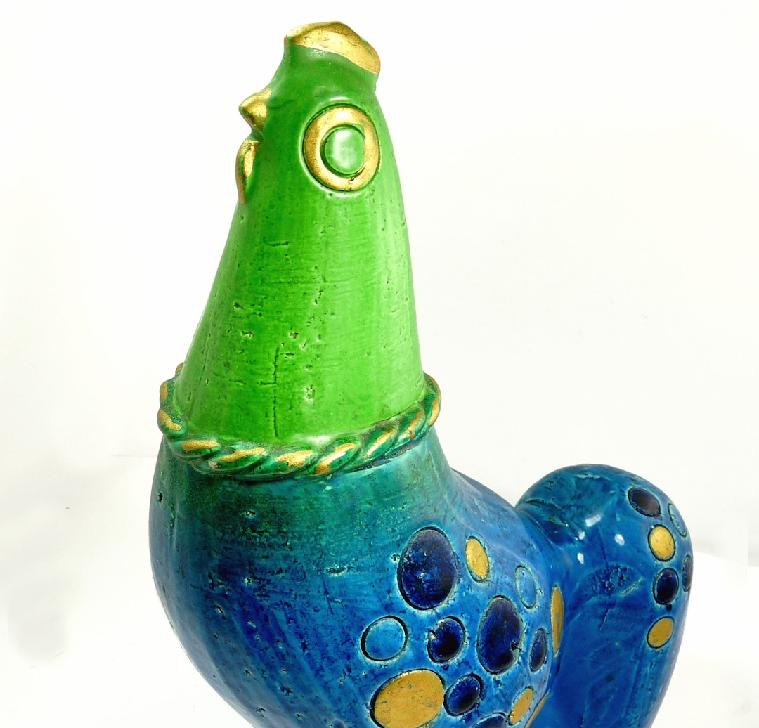 Bitossi Aldo Londi Rosenthal Netter Pottery Chicken Figurine Blue ...