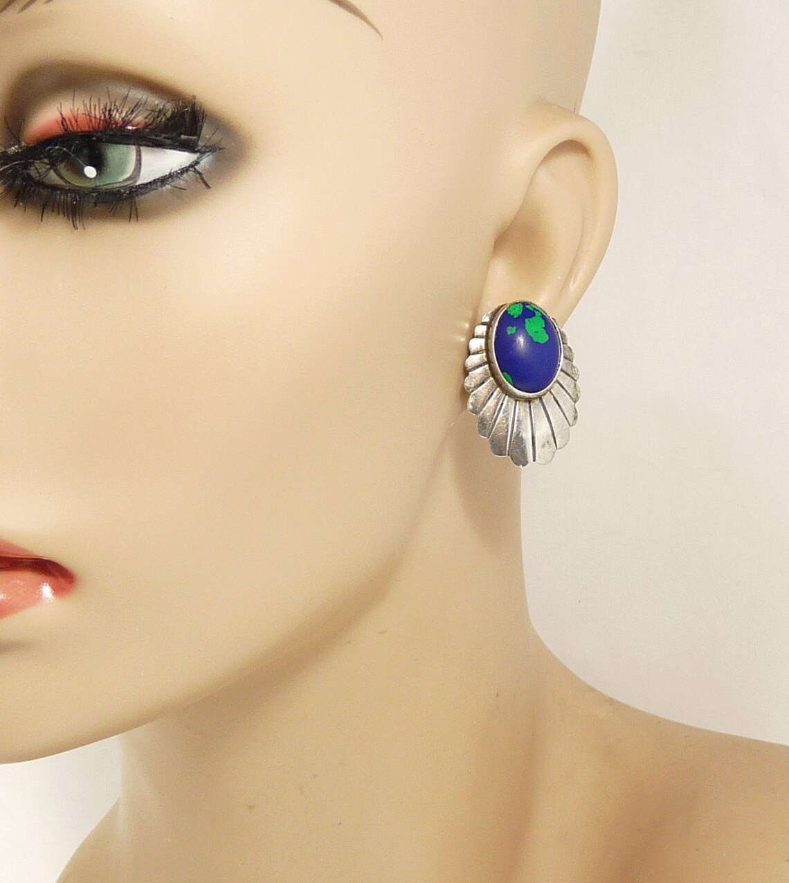 Navajo Sterling & Azurite Earrings Selena Jake SJ - Etsy
