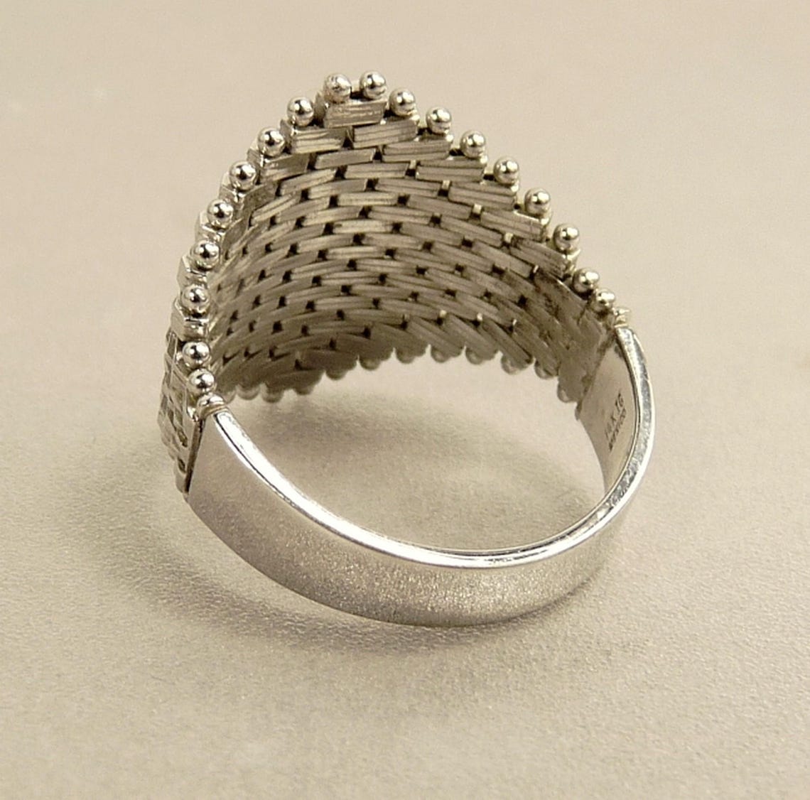 14K White Gold Ring Basketweave Design Vintage Jewelry - Etsy